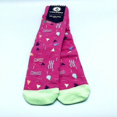 Volcom Men's True Hot Pink Crew Socks Abstract Designs Large 9-12 | eBay
