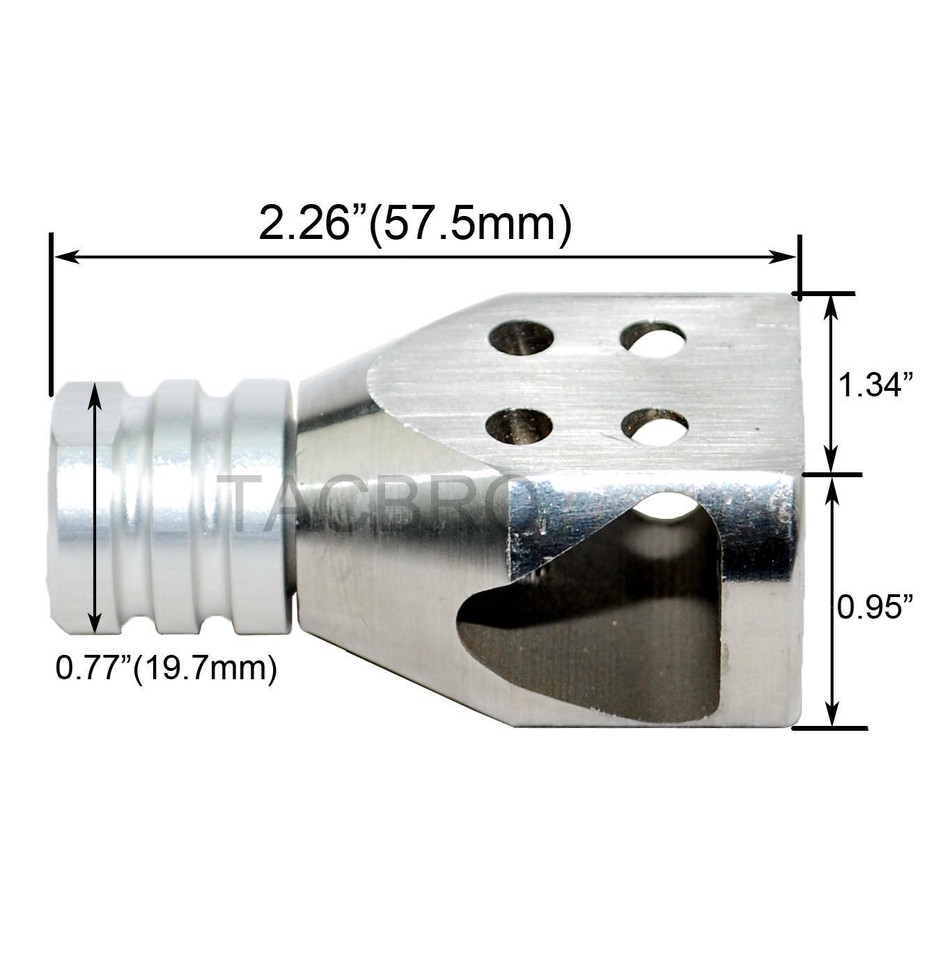 Short Compact Mini Tanker 1/2x28 TPI Muzzle Brake For 9MM - Stainless ...