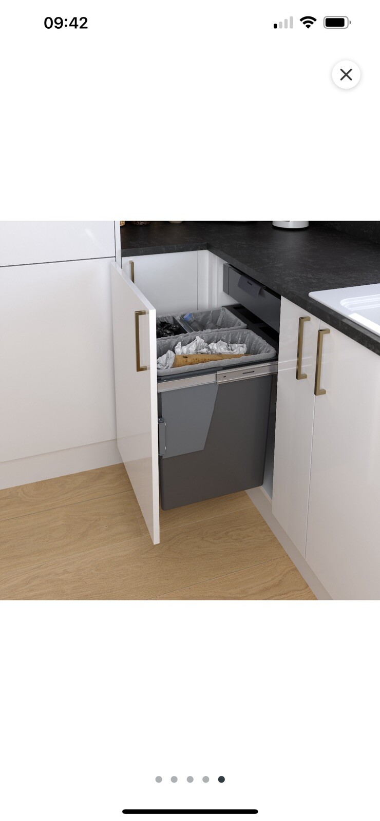 GoodHome Vigote Anthracite Silver effect Integrated Kitchen Pull-out ...