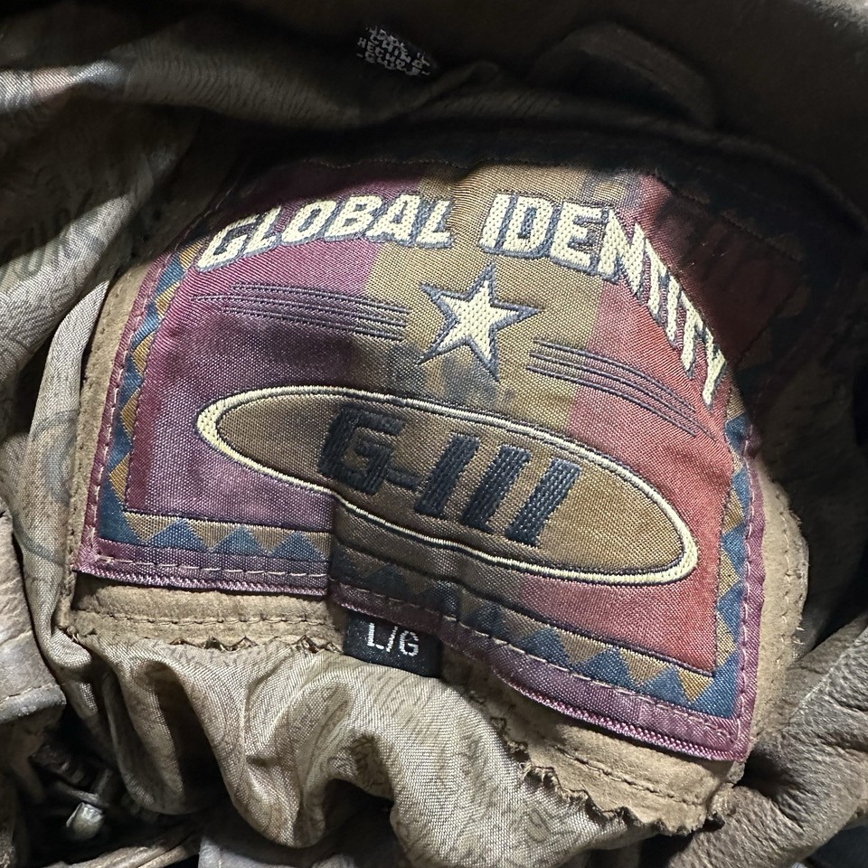 VTG Global Identity G-111 Leather Suede Bomber Jacket Brown Men’s Large ...