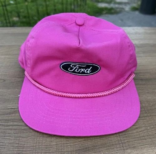 Vtg 1990s Ford Strapback Baseball Cap Hat Neon Pink Retro USA Rope | eBay