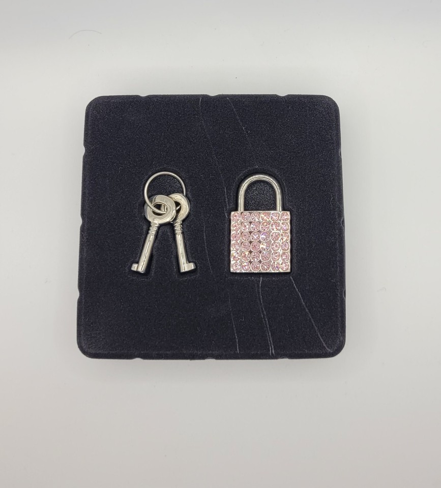 Handbag Charm Keychain Lock & Keys With Rose Crystal Rhinestones | eBay