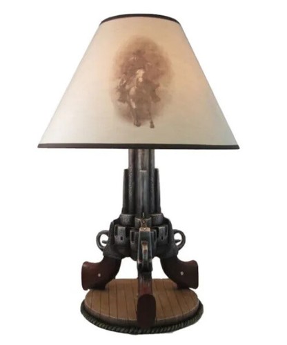 Western Wild West Triple Six Shooters Revolver Guns Side Table Lamp ...