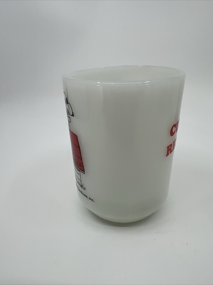 Vintage 1965 Snoopy Curse You Red Baron Peanuts Milk Glass Mug Fire ...