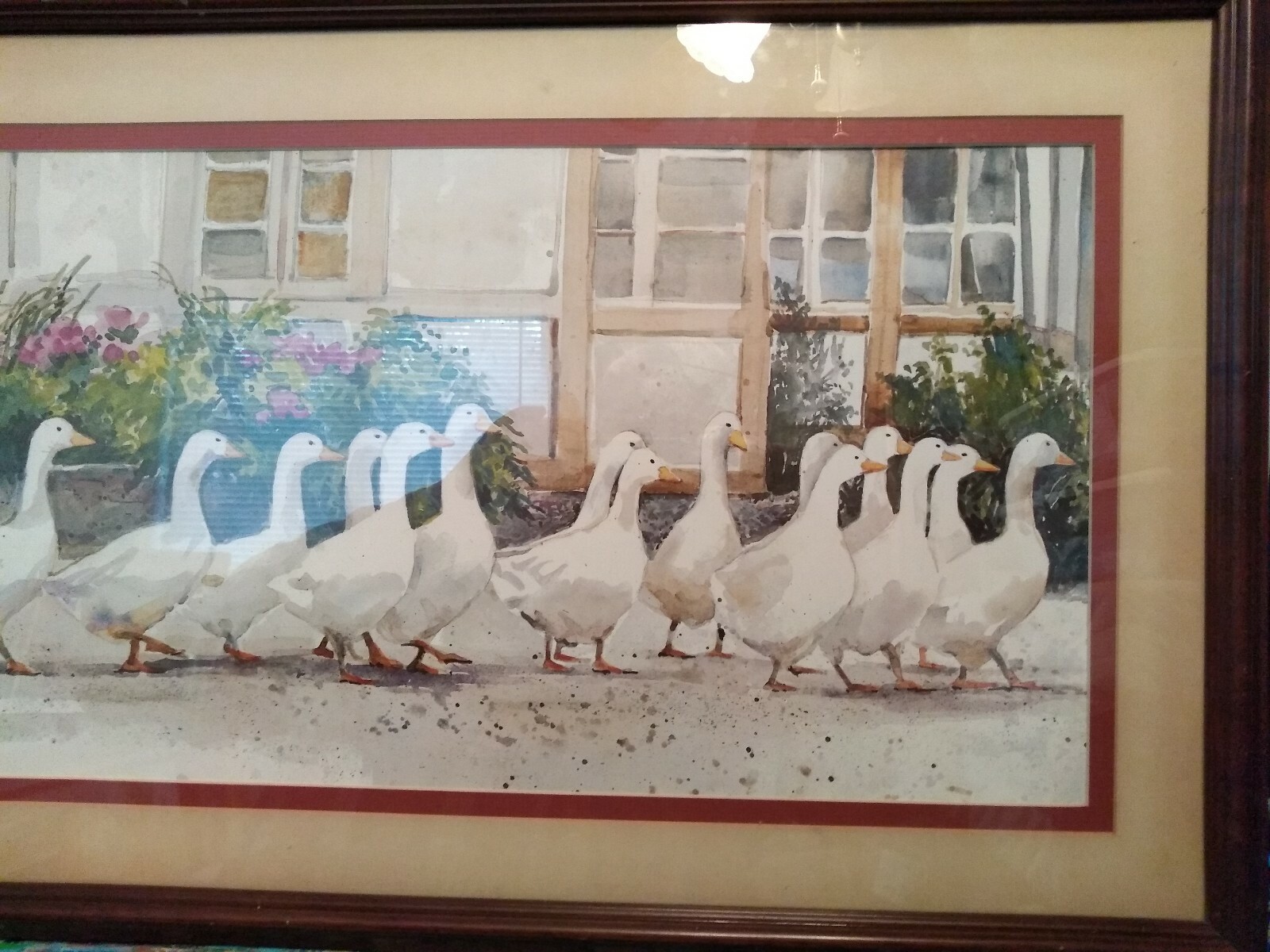 "DINNER CALL", WATERCOLOR 'PRINT COPY' FRAMED by artist "DARLINA DARTON ...