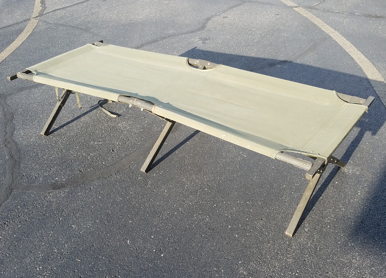 VINTAGE USED ORIGINAL KOREAN WAR FOLDING COT U.S. ARMY Dated 1951. U.S ...
