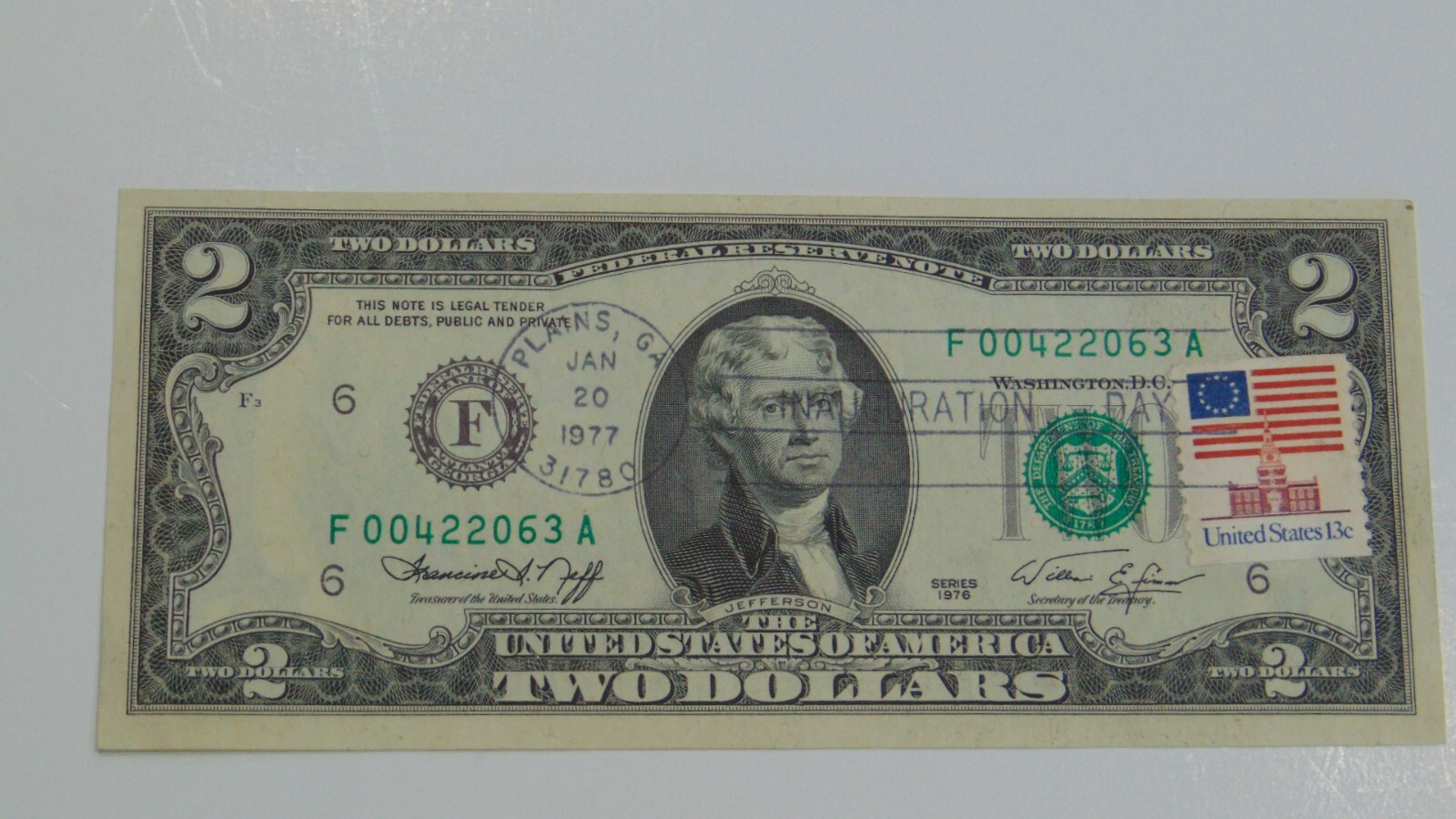 A fantastic 1976 $2 Federal Reserve Note, Uncirculated, and first day ...