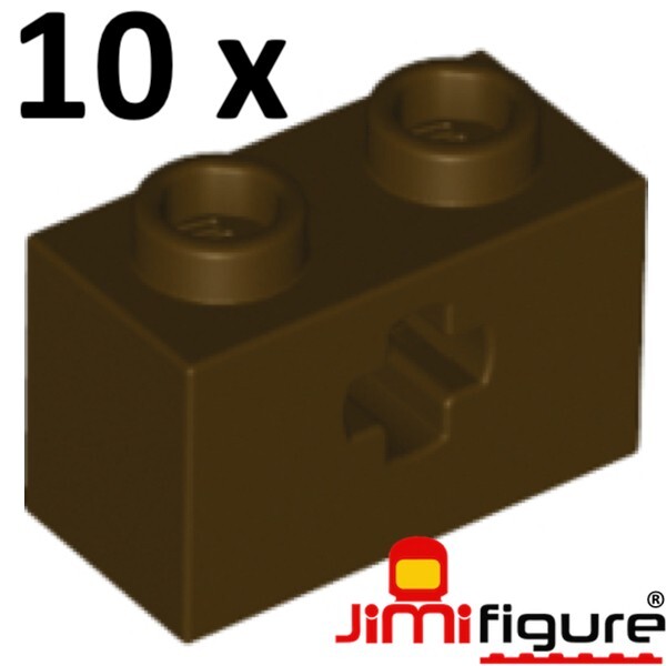 NEW 10 x LEGO Technic Brick 1x2 with Axle Hole Dark Brown 32064 Genuine ...