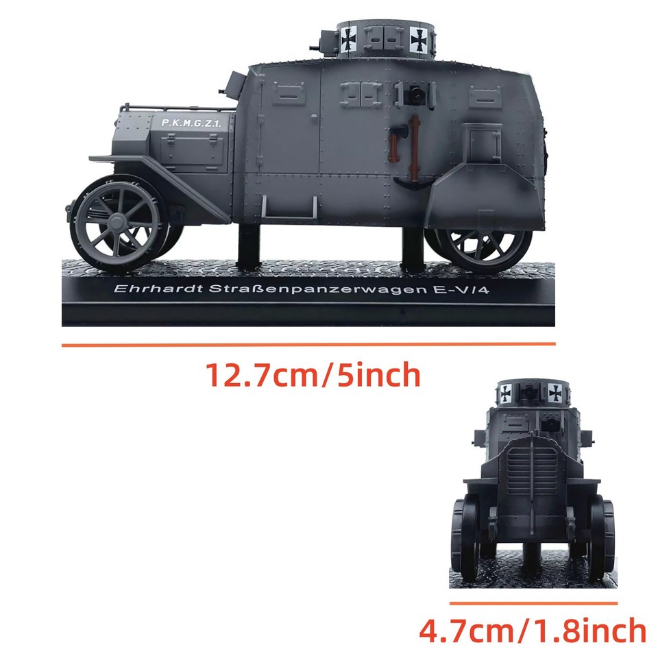 Gray 1:43 Scale WWI German Ehrhardt EV4 Armored Car Tank Model Toy ...