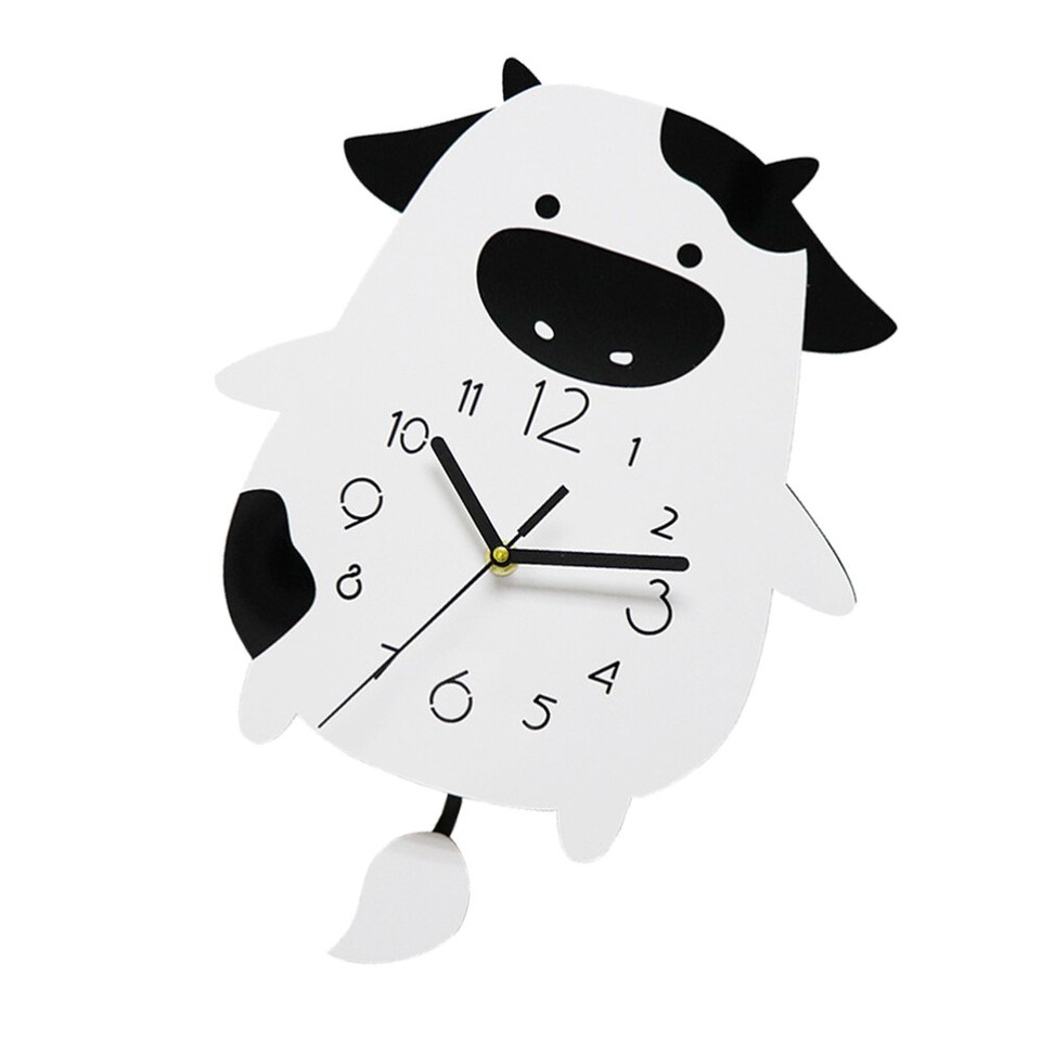 1Pc Cartoon Wall Clock Cow Shaped Clock Decorative Ornament (White) | eBay