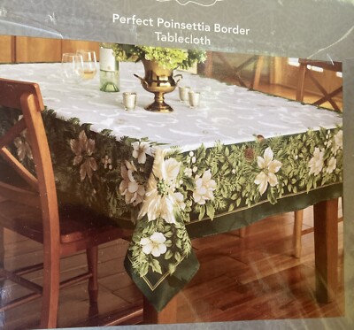 NEW St Nicholas Square Christmas Poinsettia Border 60x102 Oblong ...