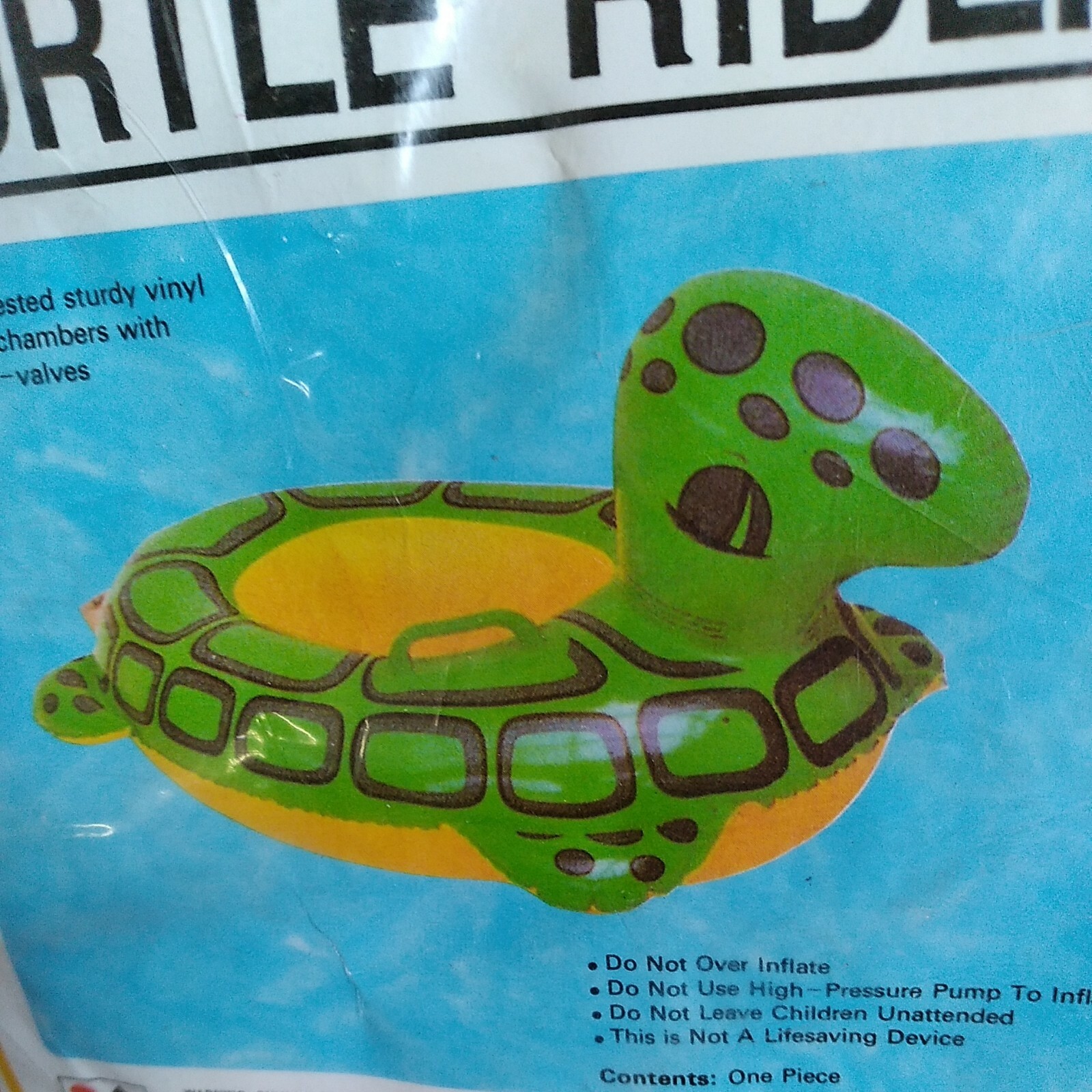 Vtg Inflatable Pool Turtle Floatie Ride On 30"x 21" NOS Never Opened ...