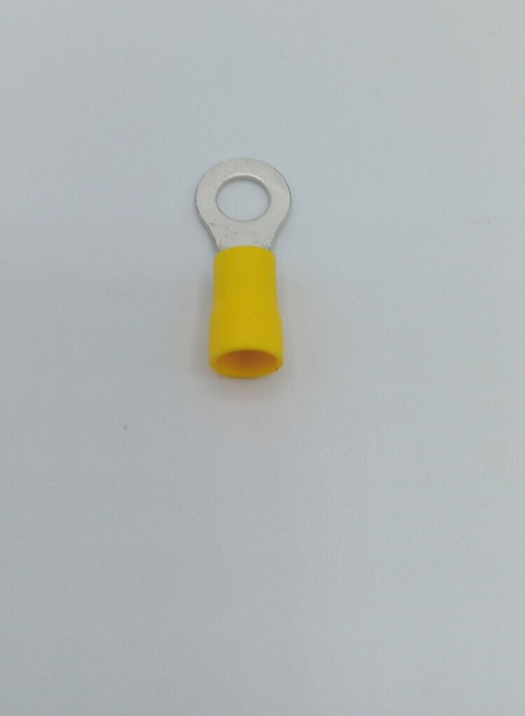 (25Pc)Yellow Ring 12-10Ga AWG VINYL 1/4" electrical wire ring terminal ...