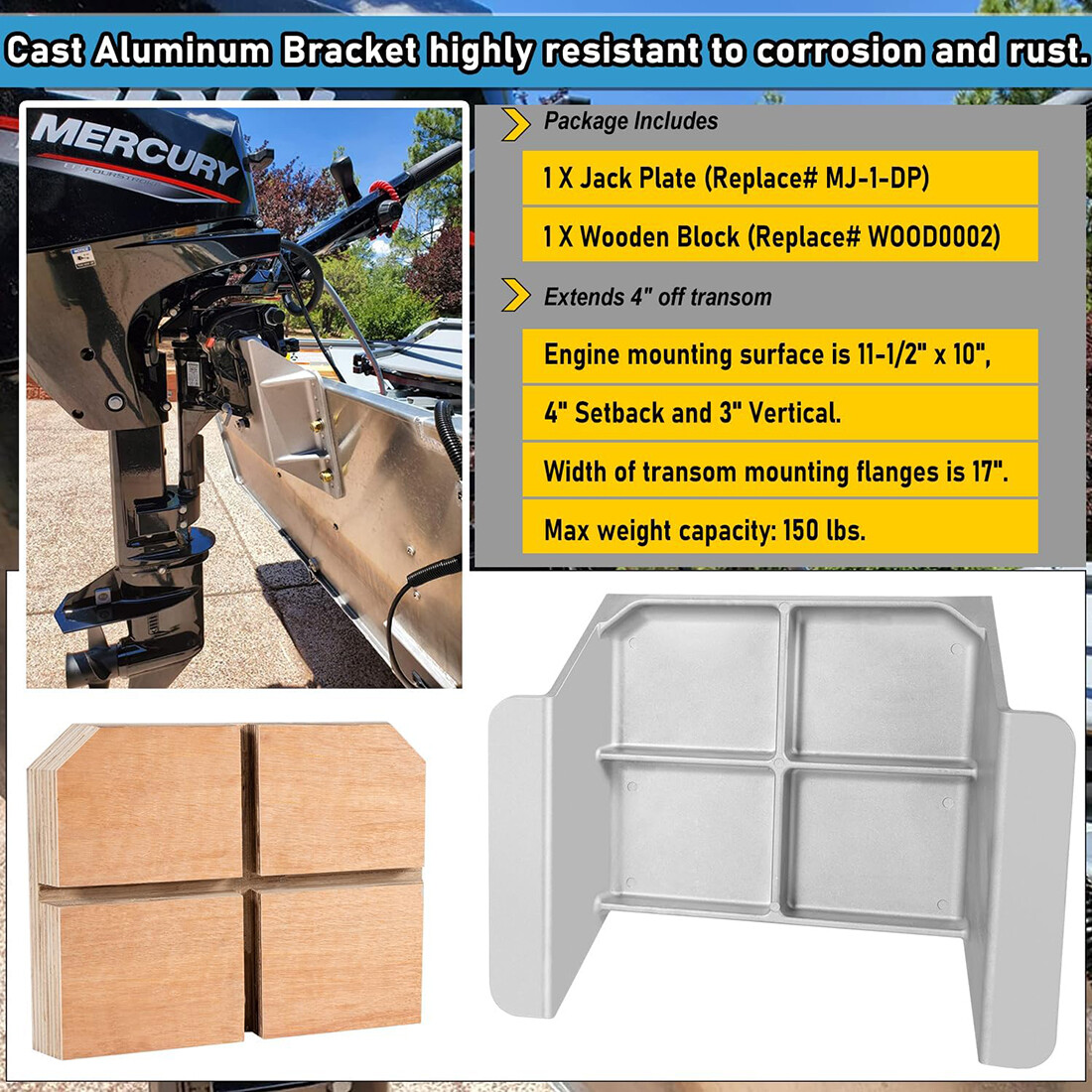 TH Marine MJ-1-DP Mini Jacker Outboard Jack Plate for Boat Motor ...