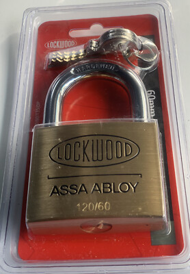 LOCKWOOD ASSA ABLOY 60mm BRASS PADLOCK 25 YEAR MECHANICAL WARRANTY 3 ...