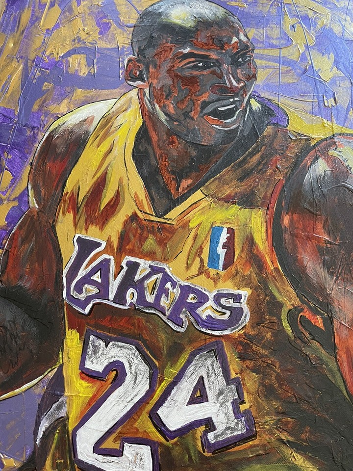 KOBE BRYANT HAND PAINTED CANVAS ART 36X24 DISPLAYED@KOBE MEMORIAL ...