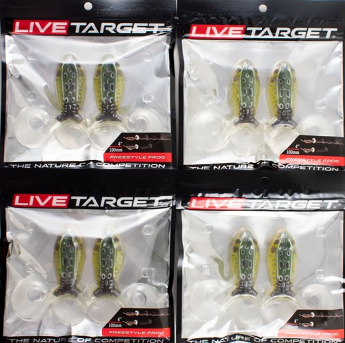 (LOT OF 4) LIVE TARGET FREESTYLE FROG 4" FSF100T514 EMERALD BROWN ...