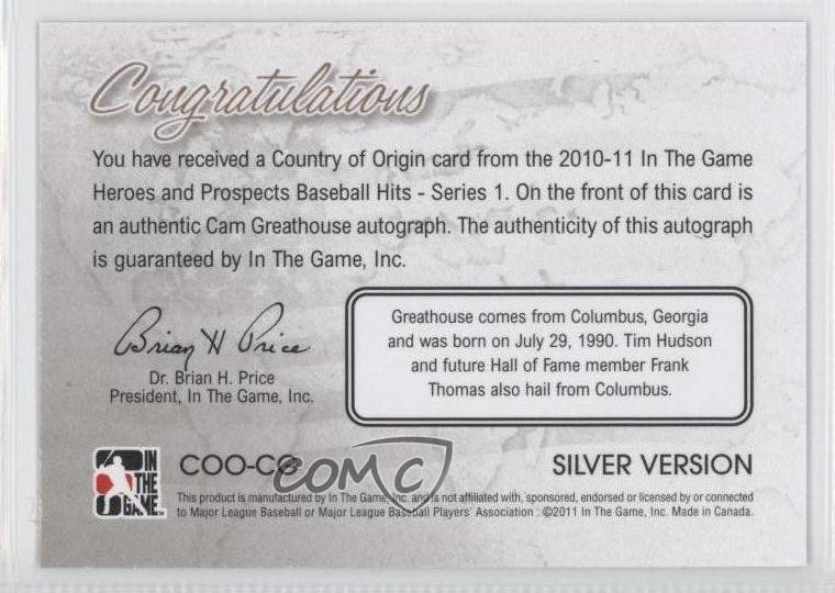 2011 ITG Heroes and Prospects Country of Origin Silver /40 Cam ...