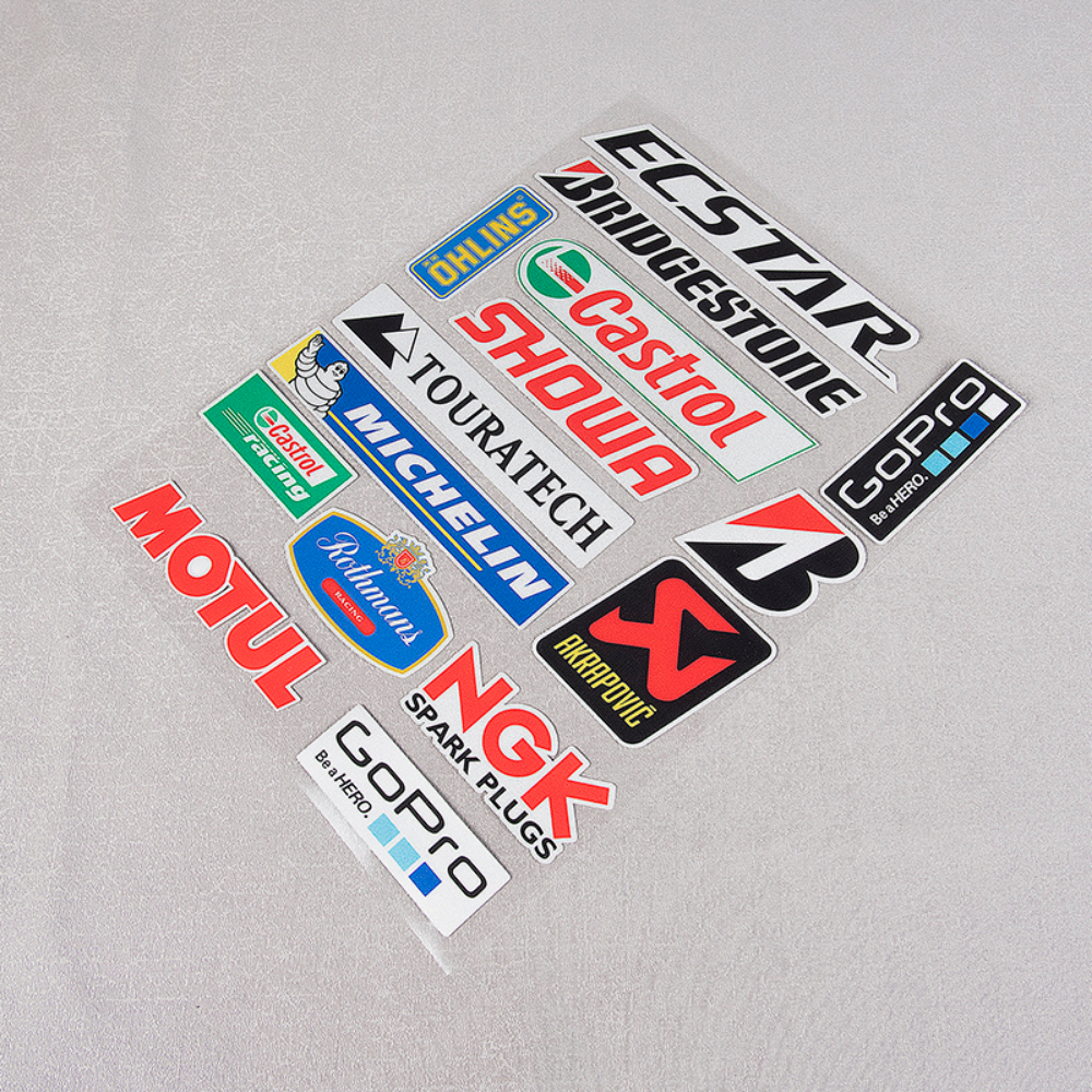 MOTO SPONSOR Racing Motorcycle Stikers Set Laminated Decals Helmet ...