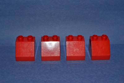 lot of 4 red Duplo blocks - 2X2 sloped front - combined shipping (RED3 ...
