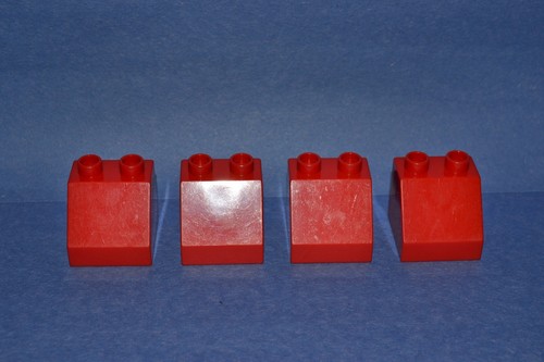 lot of 4 red Duplo blocks - 2X2 sloped front - combined shipping (RED3 ...