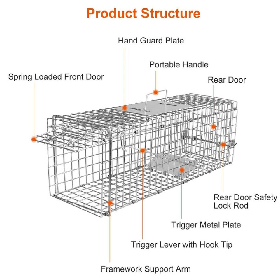 Live Animal Cage Trap Heavy Duty Folding Raccoon Traps, Cat Trap Catch ...