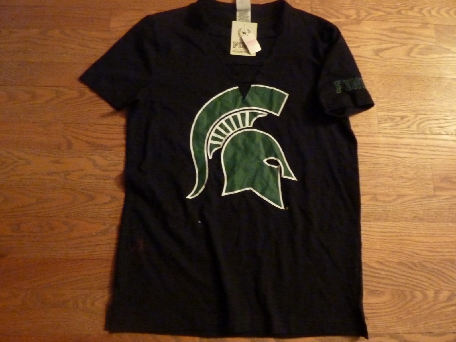 VICTORIAS SECRET PINK MICHIGAN STATE SPARTANS BARRED VNECK TEE NWT | eBay