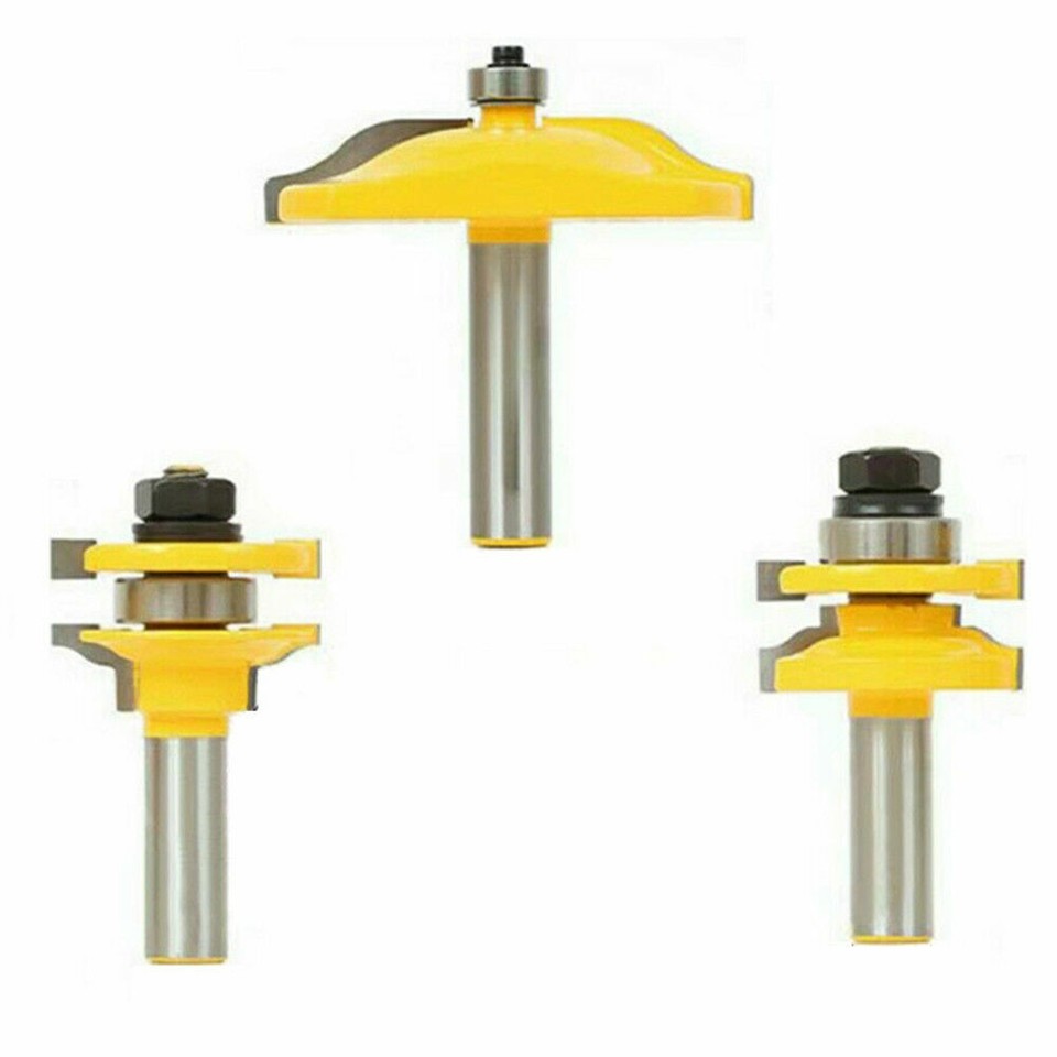 3pc 1/2"-Shank Router Bit Set Ogee Rail & Stile Raised Panel Cabinet ...