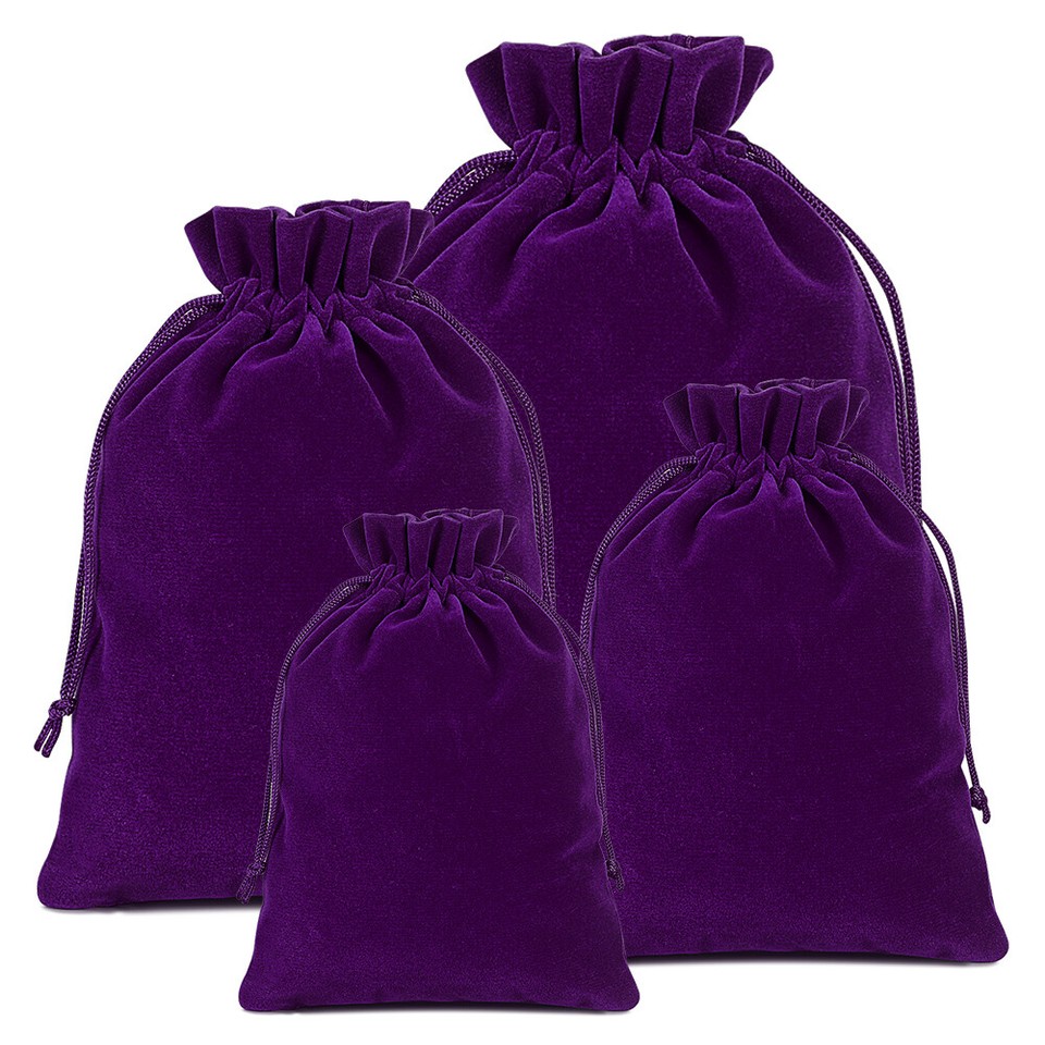 25-100 Velvet Drawstring Pouch Xmas Jewelry Baggie Ring Gift Bags ...