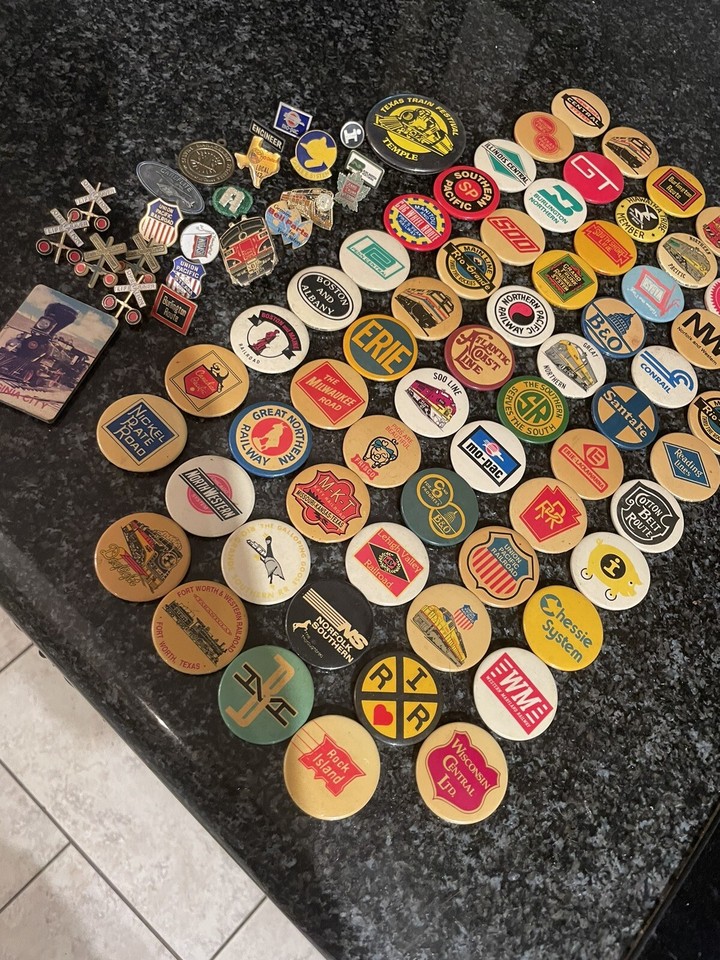 Vintage Lot Of 75+ Railroad Pinback Buttons & Badges. Old Rare Railroad ...