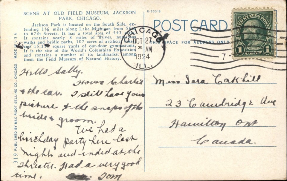 Old Field Museum Jackson Park Chicago vintage postcard f737 | eBay