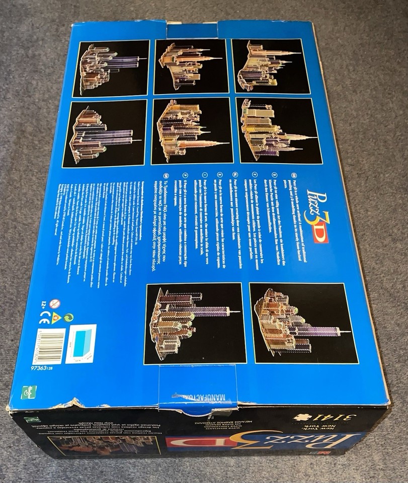 Hasbro MB Puzz 3D New York Jigsaw Puzzle Boxed Complete Twin Towers ...