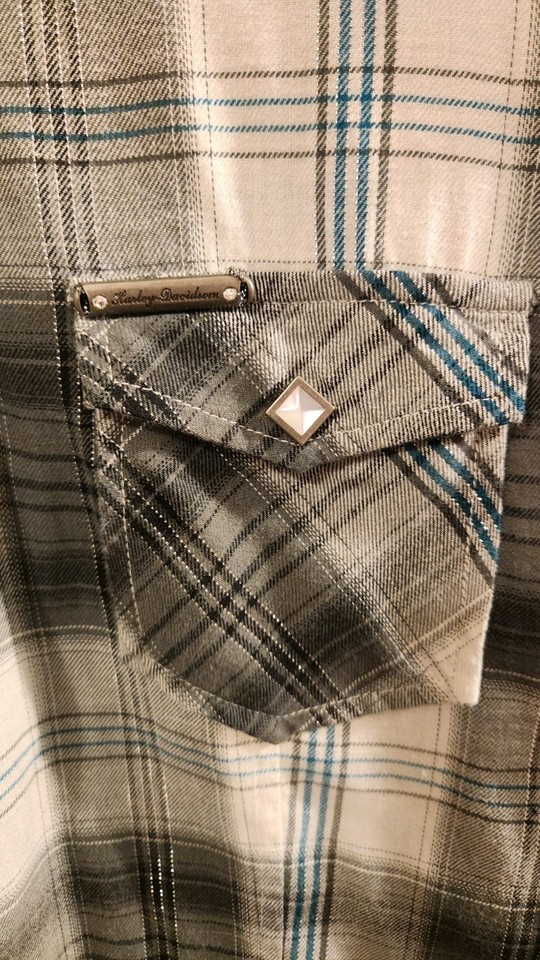 HARLEY DAVIDSON EMBROIDERED SNAP BUTTON FLANNEL PLAID SHIRT WOMEN'S ...