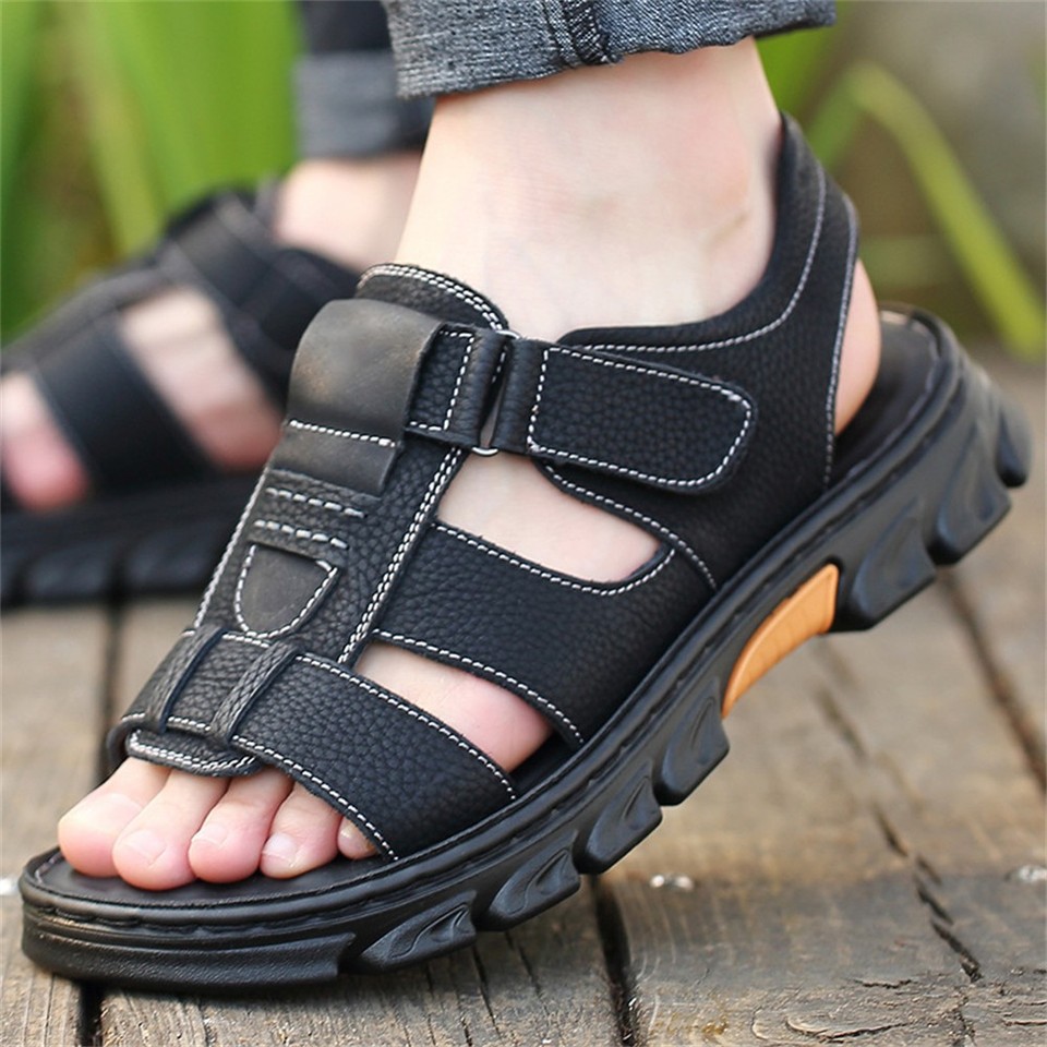 Mens Leather Sandals Open Toe Sport Sandal Men's Summer Fisherman ...