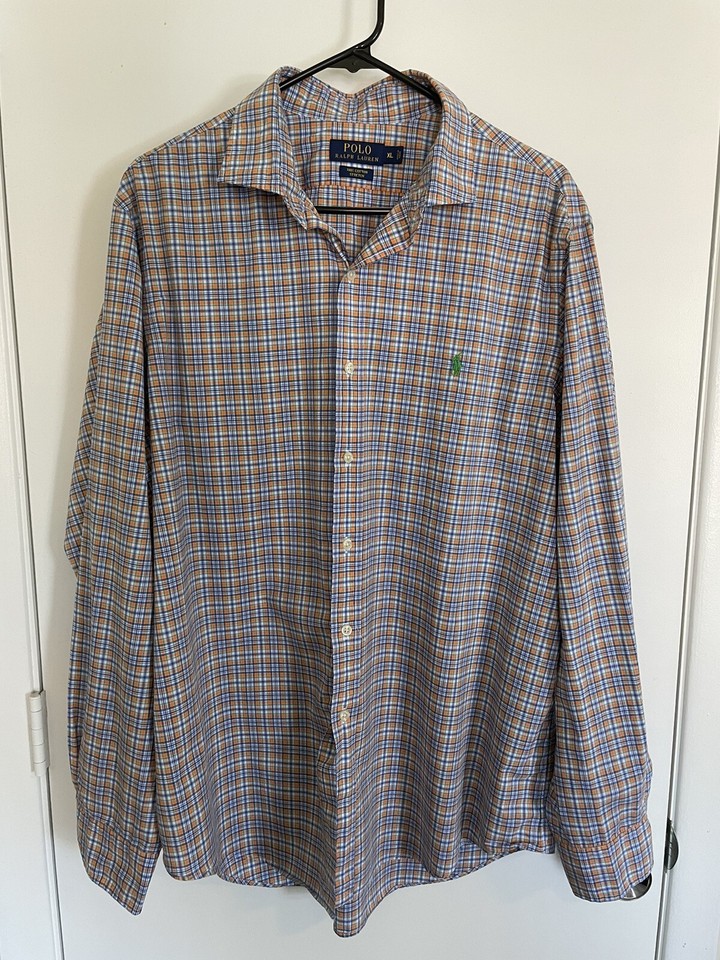 Polo Ralph Lauren Men's Multi Color Plaid Spring Orange Button Down ...