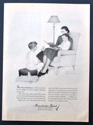 1957 Vintage Print Ad MASSACHUSETTS MUTUAL LIFE INSURANCE Norman ...