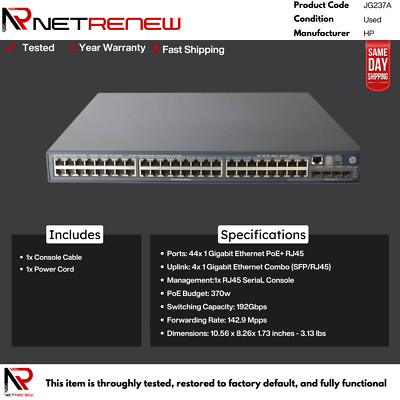 HPE 5130 JG237A 24-Port Gigabit Ethernet Managed Switch with 4 SFP ...