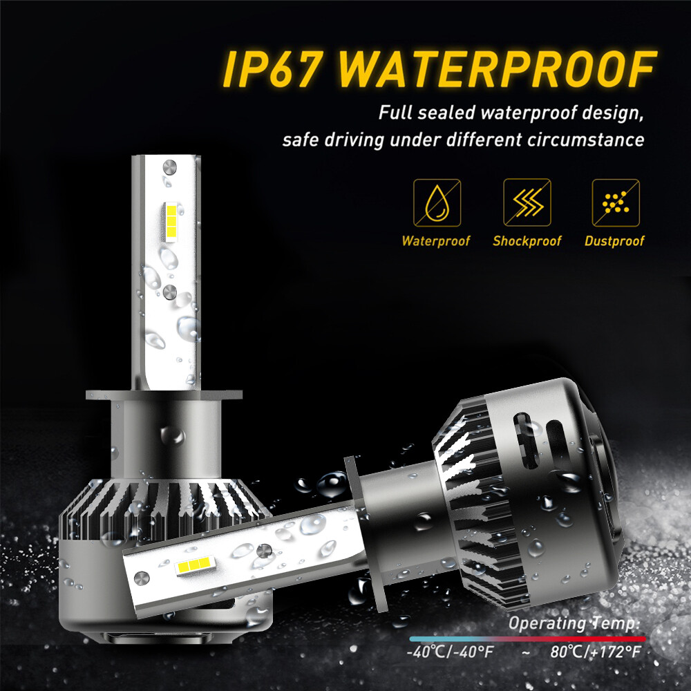 H1 LED Headlight Globe 6500K High Low Beam Driving Lamp Bulb 9000LM ...