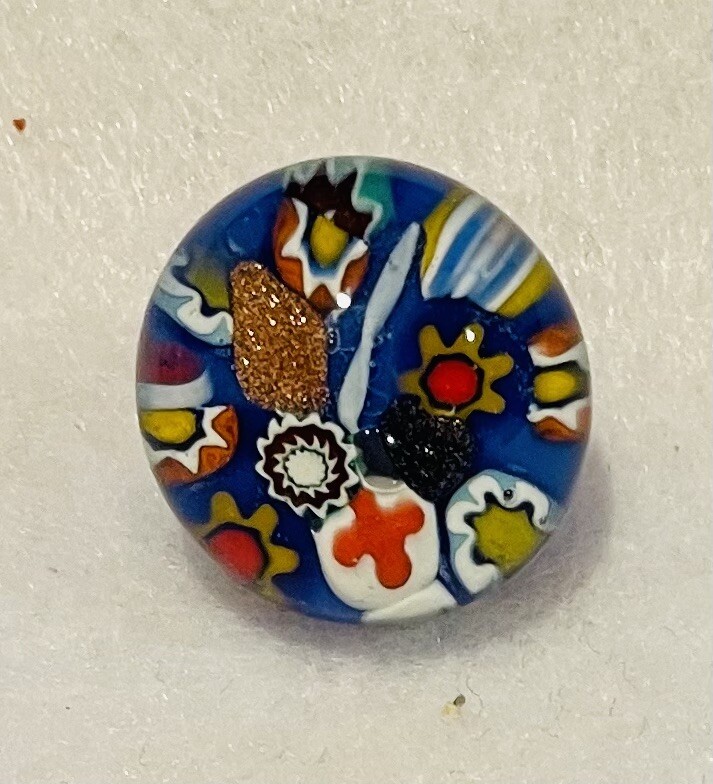 TERRIFIC VINTAGE PAPERWEIGHT BUTTON W/FLOWERS, STARS, GOLDSTONE, ETC, 5 ...