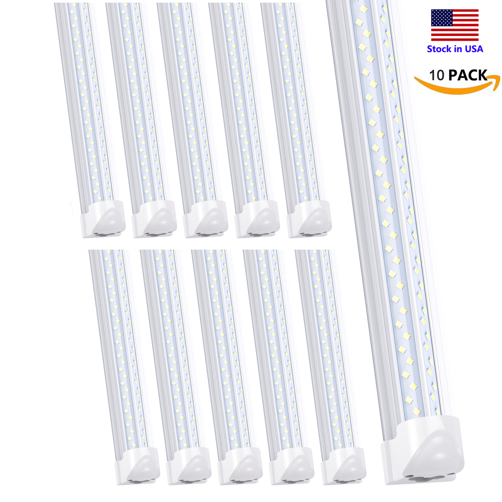 8 FT LED Shop Light Fixture T8 Linkable Bulb Lights 8' Fluorescent ...