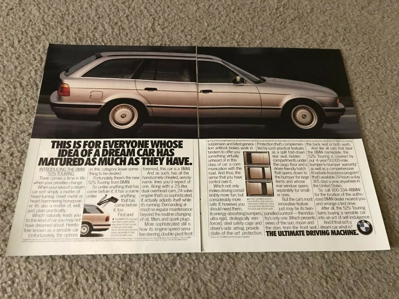Vintage 1992 BWM 525i TOURING Sedan Car Print Ad 1990s | eBay