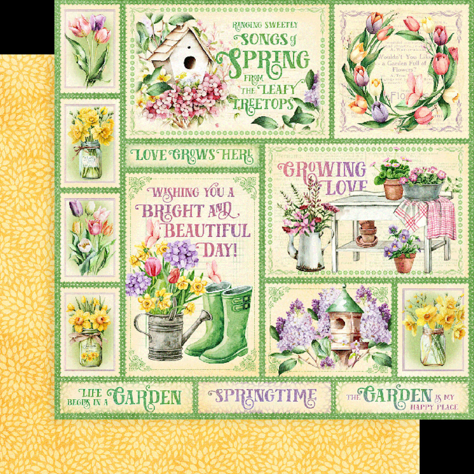 Graphic45 BRIGHT BEAUTIFUL DAY (1 PC) 12x12 Scrapbooking Paper SPRING ...