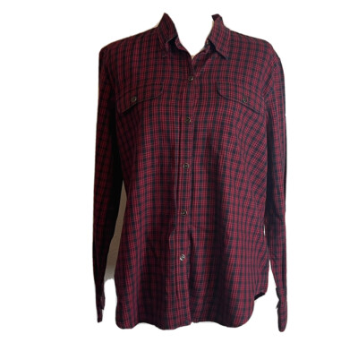 Chaps Red Plaid Button Up Shirt Women’s Size XL casual career plaid | eBay
