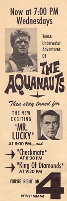 1962 WTVJ MIAMI,FLORIDA TV AD ~ AQUANAUTS JEREMY SLATE / JOHN VIVYAN MR ...