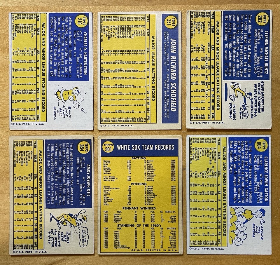 1970 Topps Baseball Lot Of 6 Different With Semi High # VG-EX | eBay