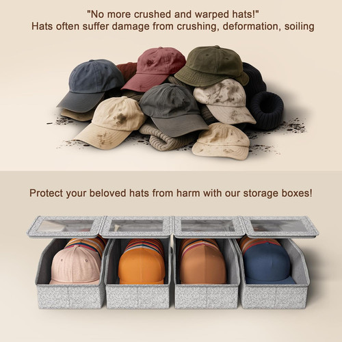 4 PCS Hat Organizer for Baseball Caps, Multi Functional Storage Box US ...