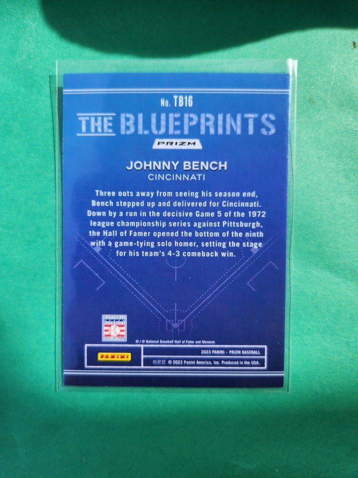 2023 JOHNNY BENCH PRIZM THE BLUEPRINTS SILVER INSERT #TB16 (REDS) | eBay