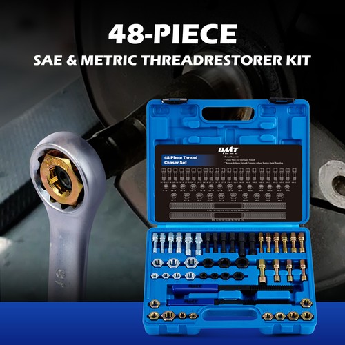 OMT 48pc Thread Chaser Set Metric and SAE Thread Repair Restorer ...