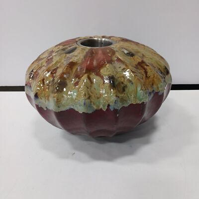 Glazed Firepot Tabletop Fireplace Gel Burner Raku Style Large Holder ...