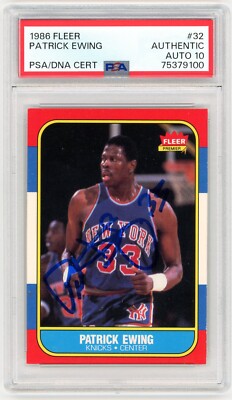 Patrick Ewing 1986 Fleer Autograph Rookie Card #32 PSA Authentic PSA ...